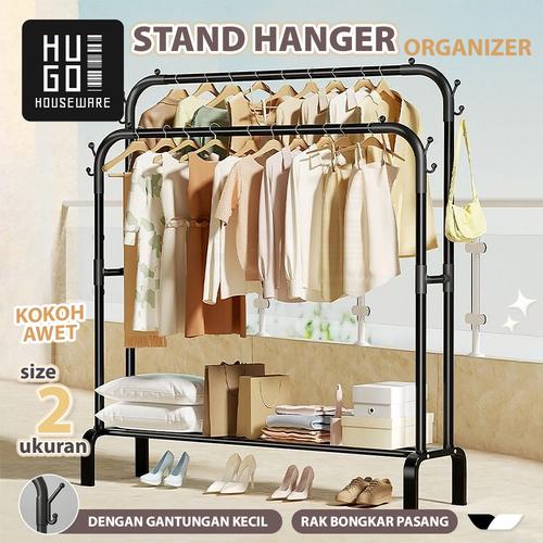 Promo HUGO Stand Hanger Gantungan Baju Berdiri Bahan Besi Tempat ...