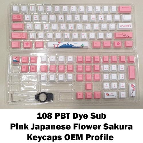 Jual PBT Dye Sub Japanese Pink Flower 108 Keycaps/Key Caps OEM Profile ...