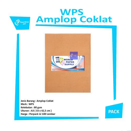 Jual WPS Amplop Coklat Ukuran A3 [ 33 x 42,5 cm ] - Pack - Coklat - Jakarta Utara - Papershopjkt ...