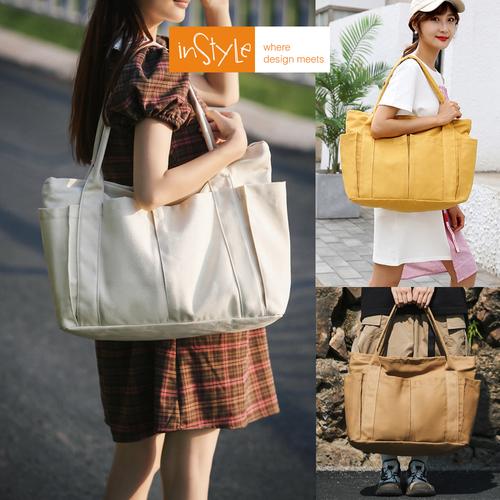 Promo Tas Bahu Kanvas Wanita Tote Bag Jumbo Besar Korea Style (T6-004 ...