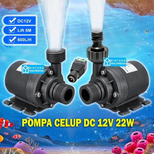 Jual Pompa Air Celup DC 12V 22W 800L/H 5M Hidroponik Cuci Motor Mobil ...