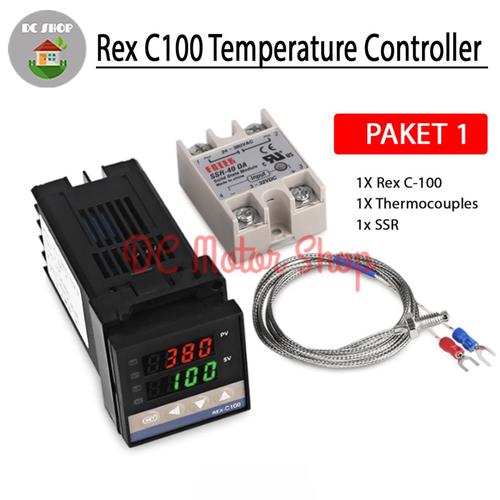 Jual PID Rex C100 Temperature Thermostat Thermocouple Controller Output SSR - C100+Thermo - C100 ...