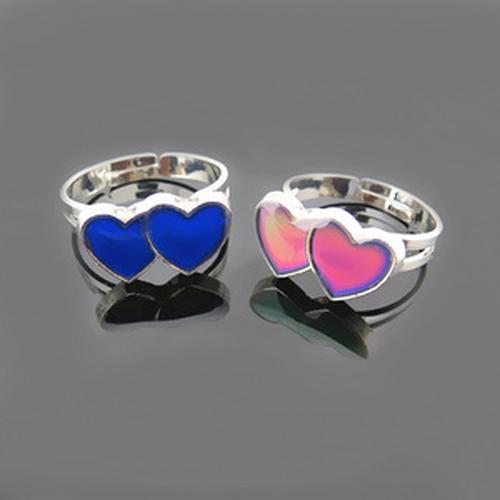 Jual double-Heart shape mood ring cool, cute and unique mood ring ...