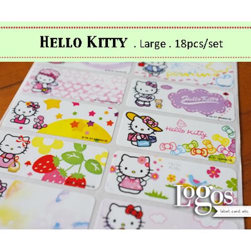 Promo Kitty LARGE Label nama waterproof. Sticker karakter Hello Kitty ...