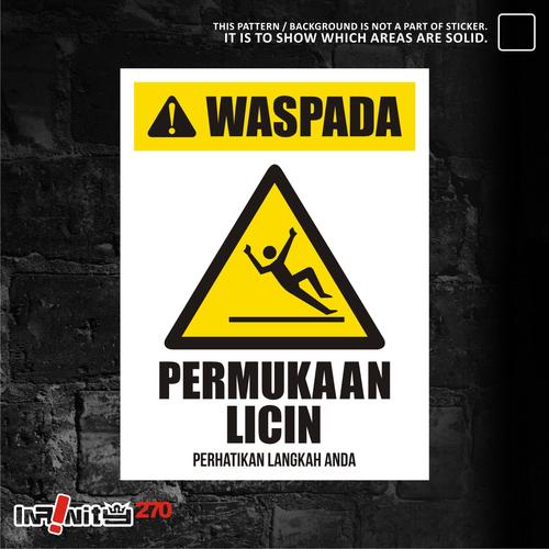 Jual sticker safety sign K3 waspada permukaan licin 30cm WSKIM-108 ...