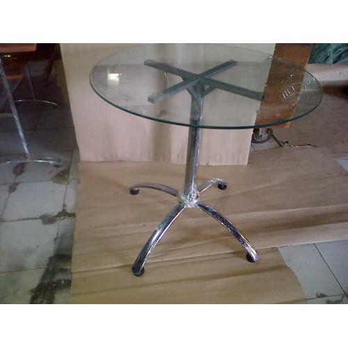 Jual Meja kaca kaki crome meja pameran dealing table diameter 60cm 80cm ...