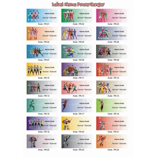 Jual Sticker Label Nama Seri Power Rangers - Kab. Bandung - Aleka ...