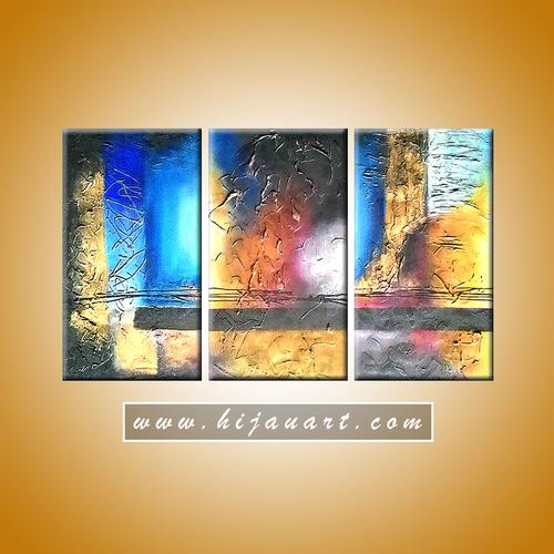 Jual SZ102 - Lukisan Abstrak Minimalis Golden & Blues Abstract - Kota ...