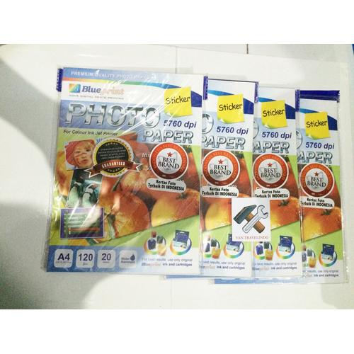 Jual KERTAS PHOTO STICKER STIKER LABEL KEMASAN TEMPEL A4 GLOSSY BLUE ...