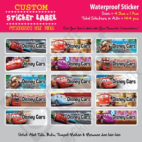 Jual Sticker Label Cars Disney - Stiker nama waterproof - Kota Bandar ...