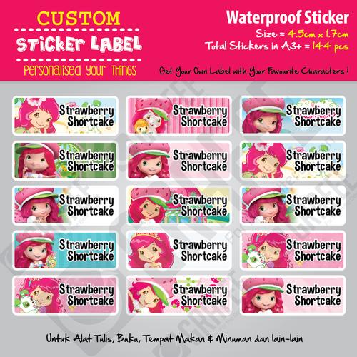 Jual Sticker Label Strawberry Shortcake - Stiker nama waterproof - Kota ...