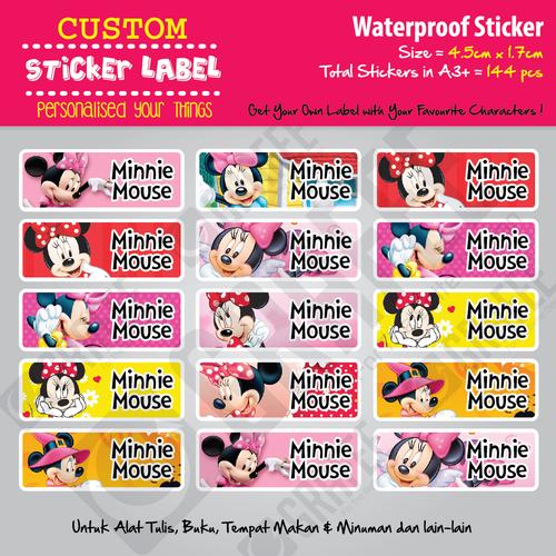 Jual Sticker Label Minnie Mouse - Stiker nama waterproof - Kota Bandar ...