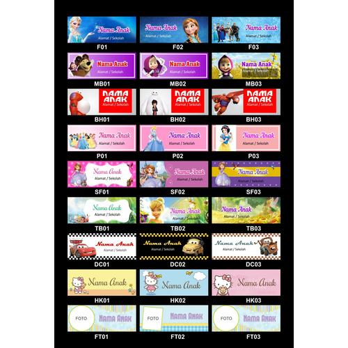 Jual Stiker Label Nama Frozen, Baymax, Sofia, Foto, Dll - Kota ...