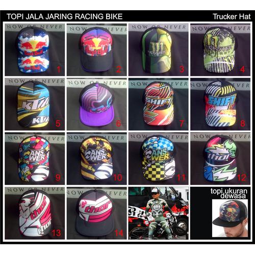 Jual topi jala jaring Trucker Hat Racing Bike Sepeda Balap Motor cross dll - Kota Bandung ...