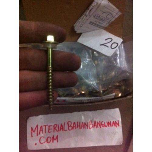 Jual skrup roofing kayu drat kasar 2 inch 5 cm diameter kepala 1,2 cm ...