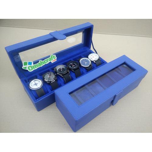 Jual Kotak Jam Tangan isi 6 Warna Biru Benhure / Tempat Jam / Box Jam ...