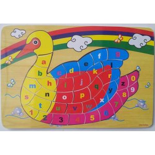 Jual puzzle angsa belajar membaca huruf alfabet taman kanak-kanak paud ...