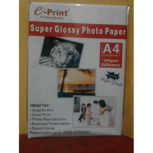 Jual Kertas Photo Paper Glossy 20 Sheets 180 gsm A4 E-Print - Kab ...