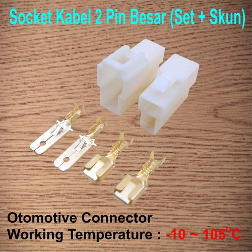 Jual Socket Soket Connector Kabel 2 Pin Ukuran Besar + Skun - Kab ...