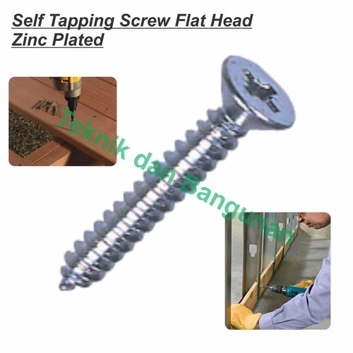 Jual Self Tapping Screw/Skrup Cacing #8 X 1/2" Countersunk/Flat Head ...