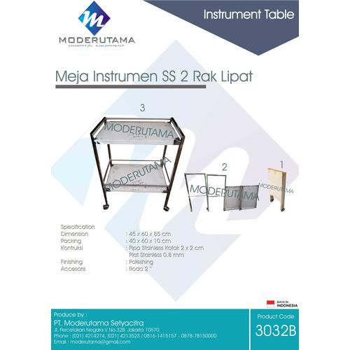 Jual Meja Instrumen / Troli Instrumen 2 Rak Lipat Stainless Steel ...