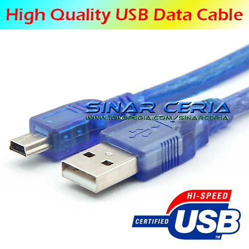 Jual Kabel Data USB A to Mini USB B Male Cable Biru Phone Arduino Nano ...
