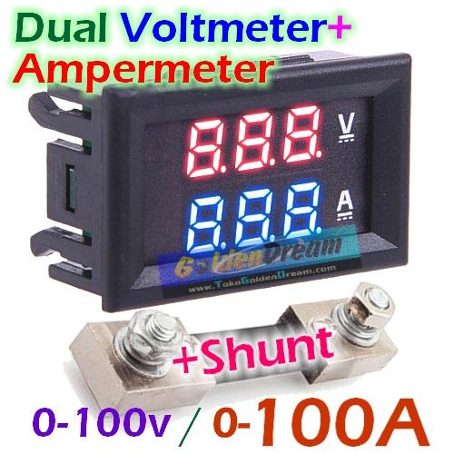 Jual Combo 100A 100V Amperemeter Voltmeter + Shunt Digital Dual Amp Volt - Jakarta Pusat ...