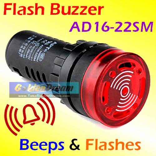 Jual Flash Buzzer AD16 22SM LED Light Pilot Lamp Beeper Alarm Signal 220v - Merah 220v - Jakarta ...