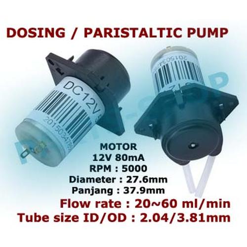 Jual DIY Dosing pump paristaltic for lab 12v 80mA Motor 20~60ml min ...
