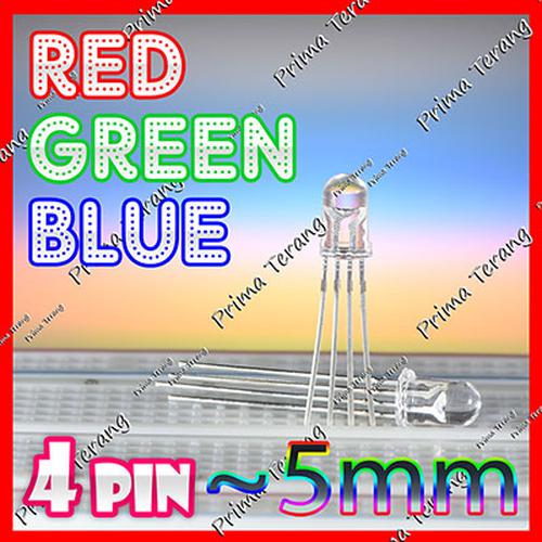 Jual LED 5mm Common Cathode 4 Pin RGB Clear Round Hat Red Green Blue 5 ...