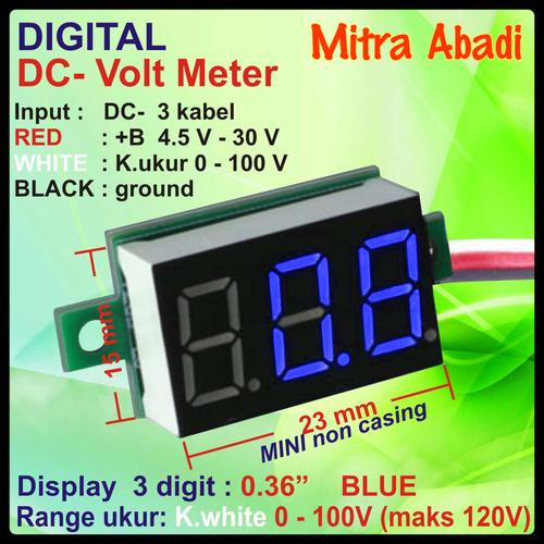 Jual Voltmeter DC 0V-100V 0,36 inch Biru/Blue (3 Kabel) Tanpa Frame - Jakarta Barat - Mitra ...