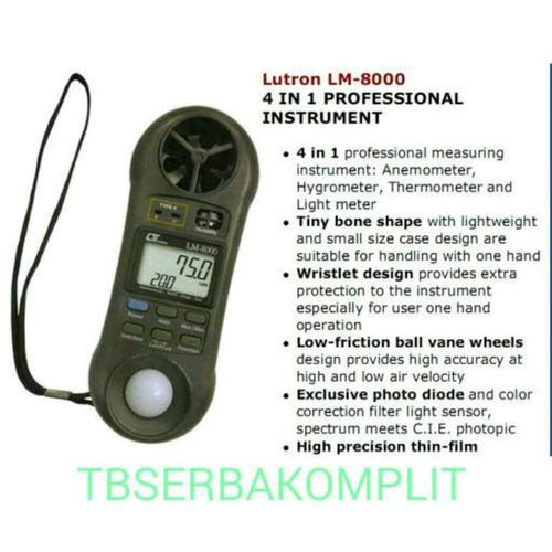 Jual Lutron LM-8000 4 in 1 Anemometer Humidity Light Lux Meter LM-8000A ...