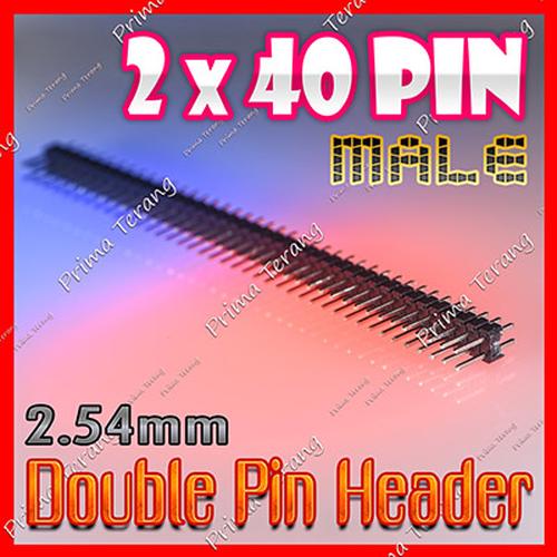Jual Double Row Pin Header Male 2.54mm Lurus Straight 2 x 40 Pin - Kota ...