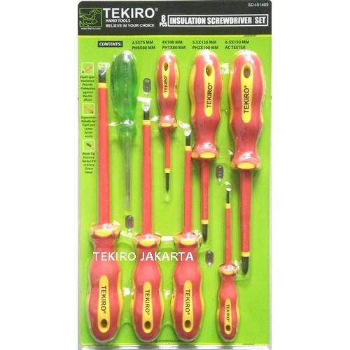 Jual Tekiro Obeng Listrik Elektrik - Insulation Screwdriver Set 8 pcs ...