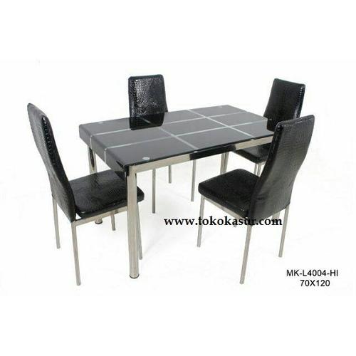Jual Meja Makan Kaca Tekuk MK L 4004 + 4 Kursi Hitam - Kab. Tangerang ...