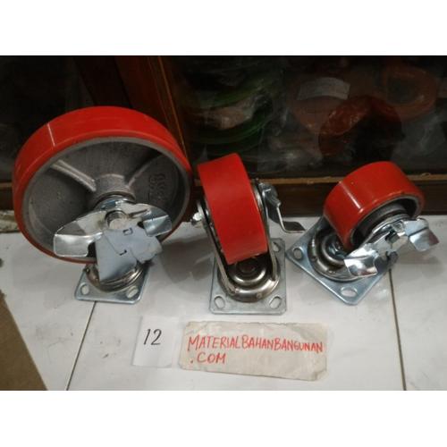 Jual roda 4 inch HIDUP + REM roda polyurethane HEAVY DUTY khusus roda ...