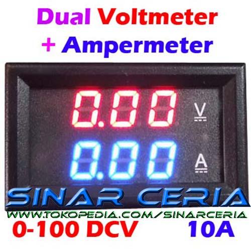 Jual Dual Voltmeter + Ampere Meter Digital Ampere Meter Voltmeter 10A 0-100 - Kota Serang ...