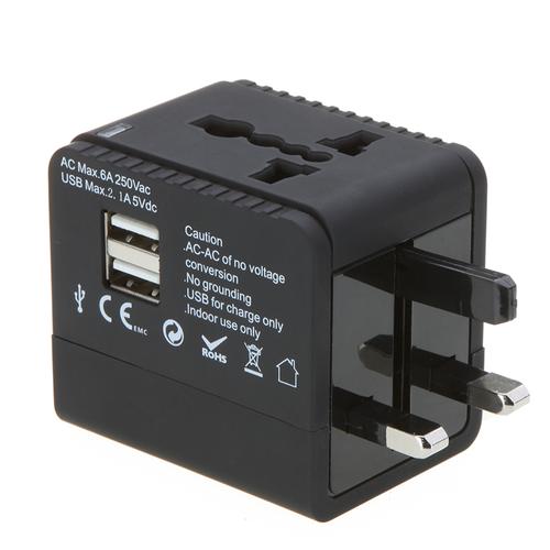Jual Universal Travel Adaptor Dual USB Port / colokan listrik universal ...