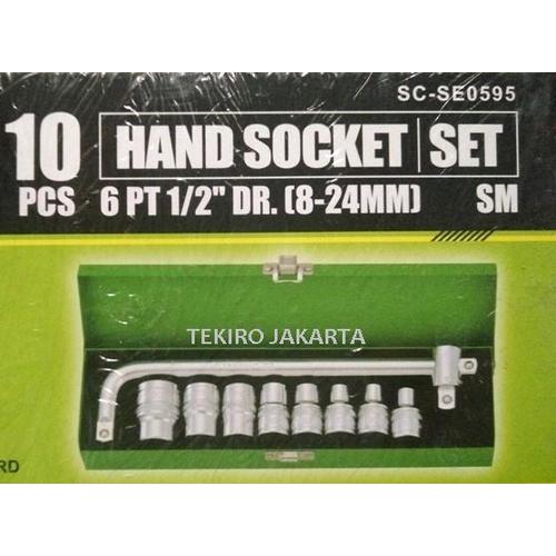 Jual Tekiro Kunci Sock - Socket Set 1/2 Inch 6 PT 10 pcs Box Besi ...