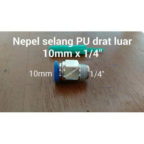 Jual Nepel selang PU drat luar / male ukuran 10mm x 1/4" - Kota ...