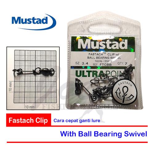 Jual Mustad Fastach Clip Size 3,4 55kg - with Ball Bearing Swivel ...