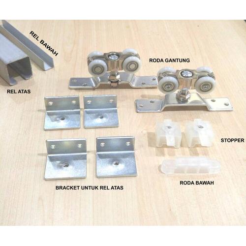 Jual Set Roda dan Rel Pintu Geser / Sliding J3 Aluminium Tipis 1.8 Mtr ...