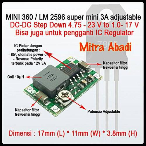 Jual Step DOWN Mini 3A 1.0-17V DC-DC Adjustable 360/LM 2596 - Jakarta ...