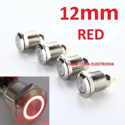 Jual 12mm Red LED Light 2A Momentary Push Button Switch Stainless Steel ...