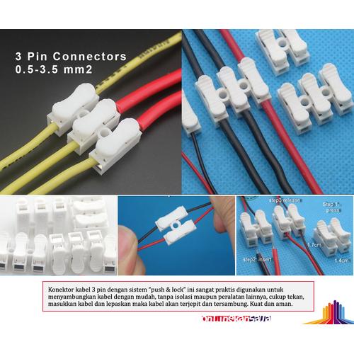 Jual Quick Connect 3 Wire Connector Spring Terminal Sambungan Kabel 3 ...