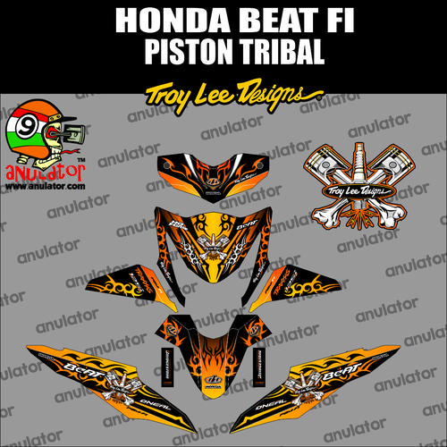 Jual Sticker striping motor stiker Honda Beat FI Piston Tribal Spec B ...