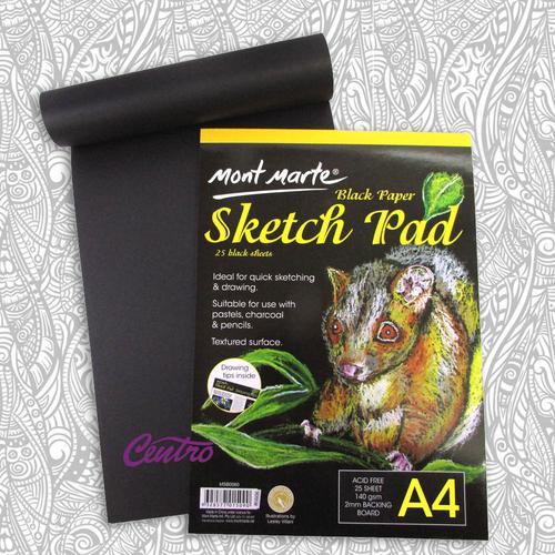 Jual Mont Marte Black Paper Sketch Pad Buku Gambar Sketsa Kertas Hitam ...
