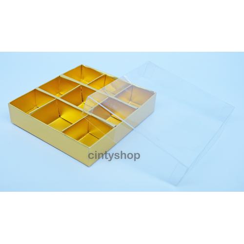 Jual Box Mika Sekat Emas / Box Praline / Box Coklat Sekat 9 (Isi 10 Pcs ...