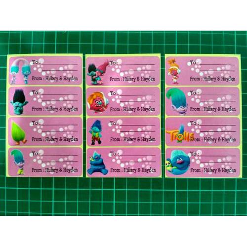 Jual Trolls Label / Nama utk Buku Pelajaran / Ucapan Happy Birthday ...