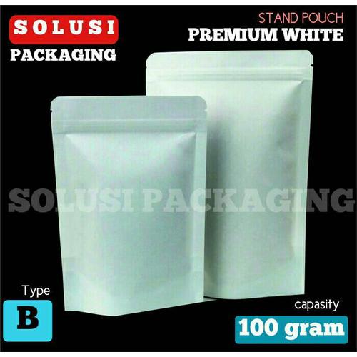 Jual STANDING POUCH PREMIUM WHITE KRAFT 100 GR/PLASTIK PUTIH/KEMASAN ...